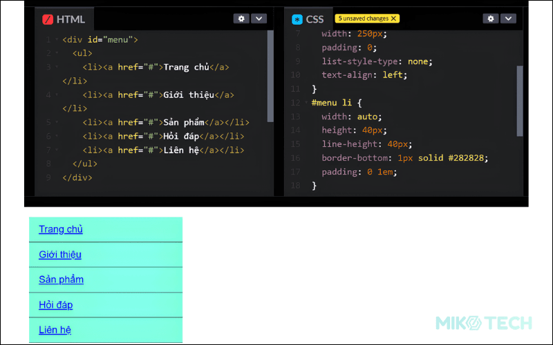 3 bước Tạo Menu Trong HTML & CSS kiểu Ngang, Dọc đơn giản